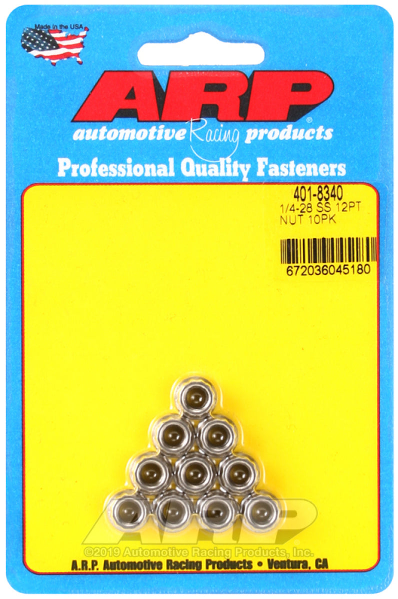 ARP 1/4-20in SS 12pt Nut Kit (10/pkg) — EDO Performance
